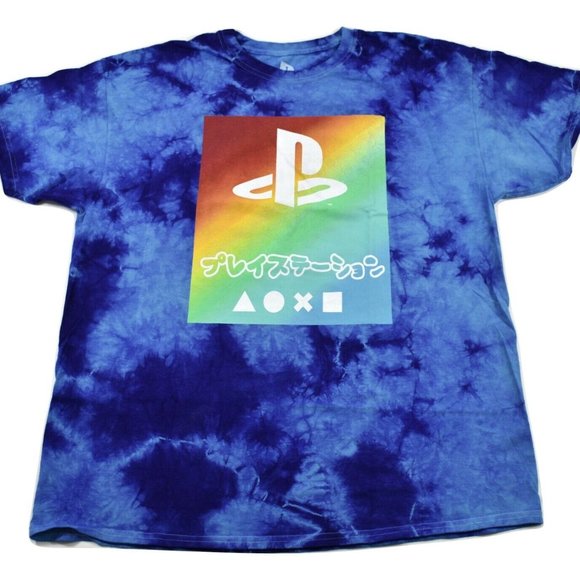Sony | Shirts | Playstation Mens Playstaion Kanji Graphic Blue Tie Dye ...